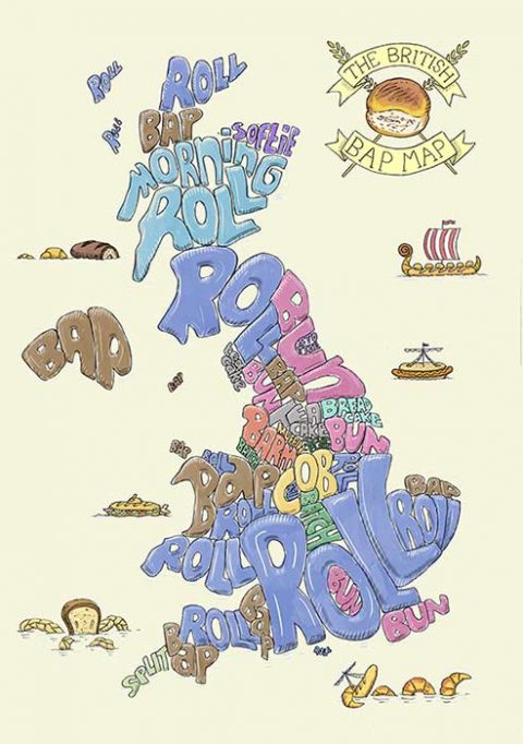 British Bap Map - Sven Shaw illustration and hand lettering