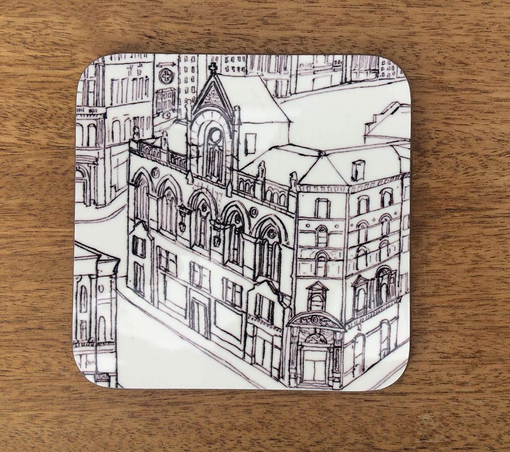 Yorkshire architecture coasters - Sven Shaw illustration and hand lettering