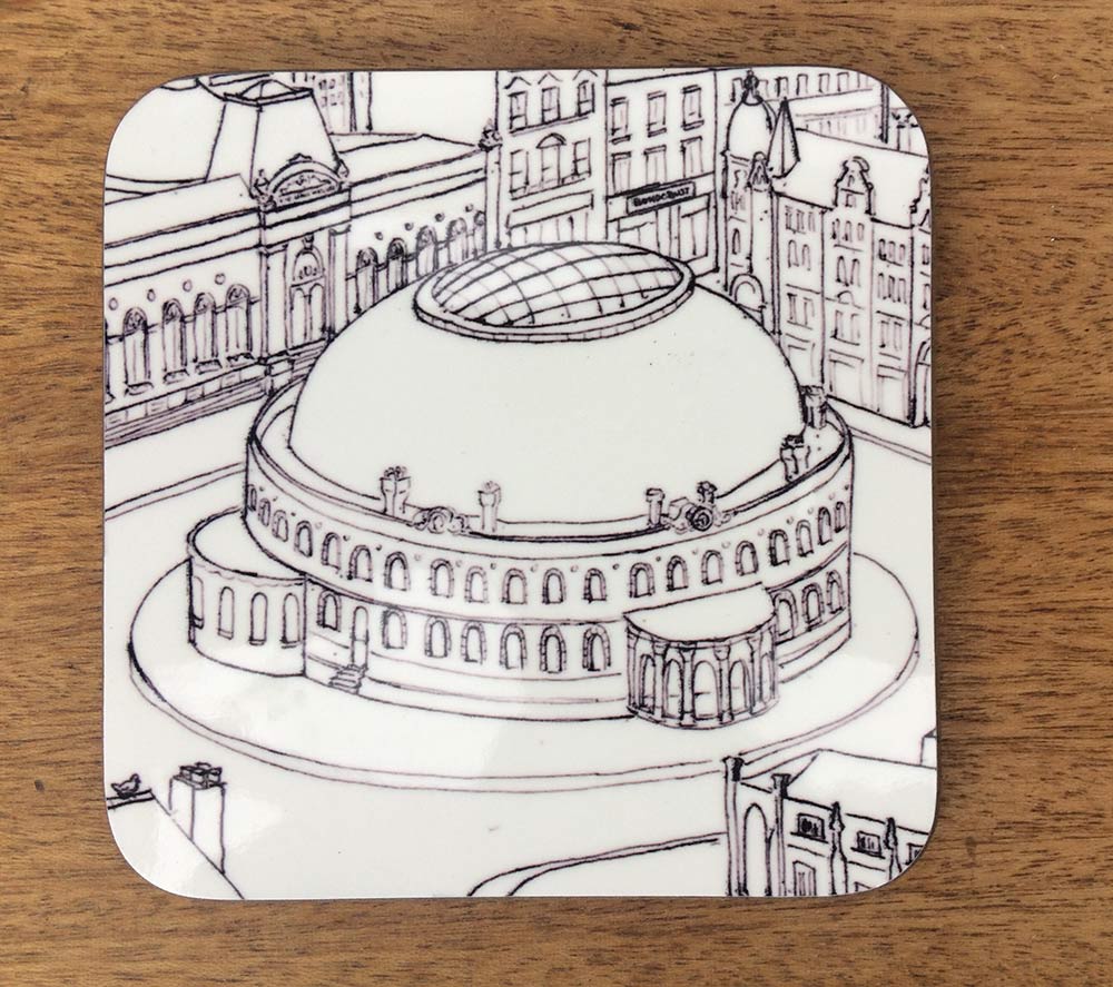 Yorkshire architecture coasters - Sven Shaw illustration and hand lettering